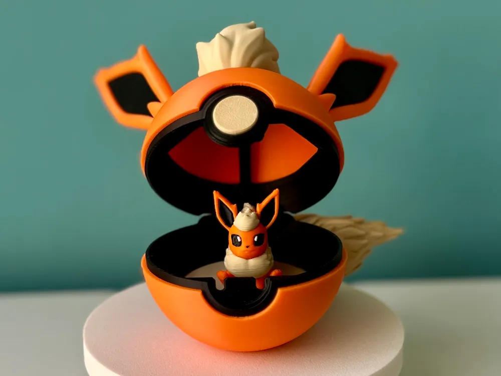 Flareon Ball - Pokemon - Pokeball Functional - Free 3D Print Model ...