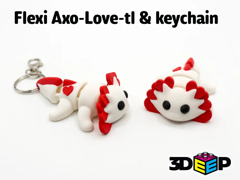 Flexi Axo-Love-tl & Keychain - Axolotl No Supports - Free 3D Print ...