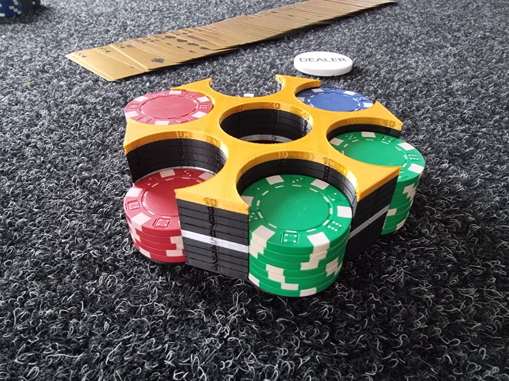 Poker Chip Tray (40mm) - with LED Dealer Button by Basti85 - MakerWorld