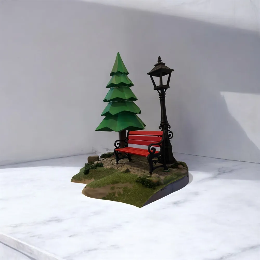 Park Diorama with Bench and Lantern - Free 3D Print Model - MakerWorld