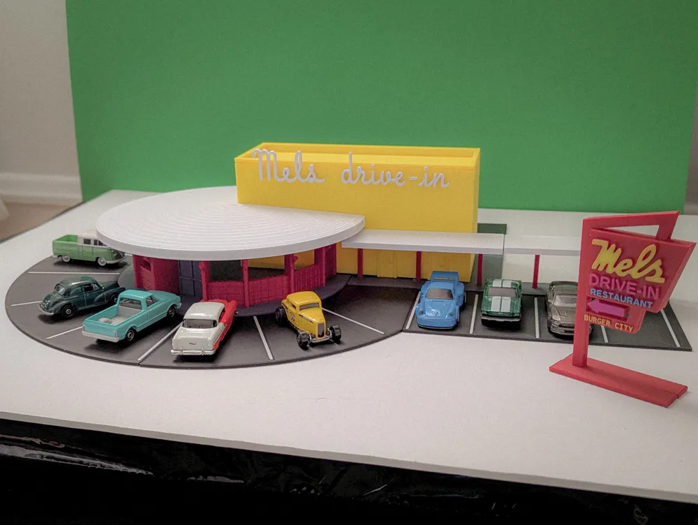 Mel's Drive-In Model Set - 1:64 Scale Diorama - Free 3D Print Model ...