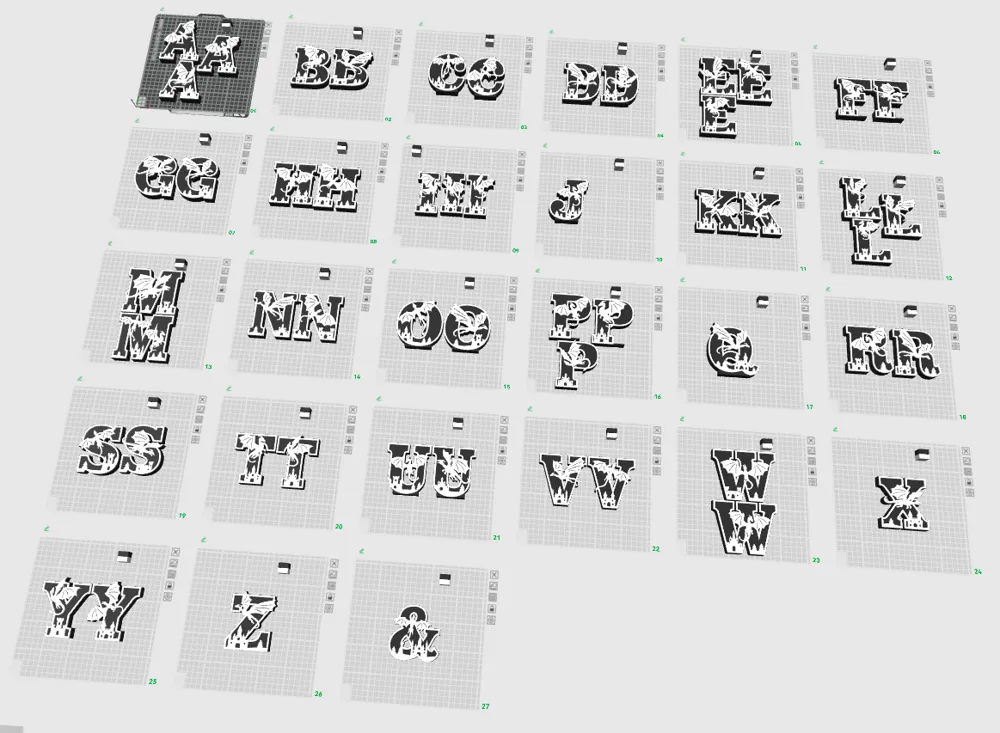 Letters to stand with dragon motifs by marcel.c1901 MakerWorld: Download Free 3D Models