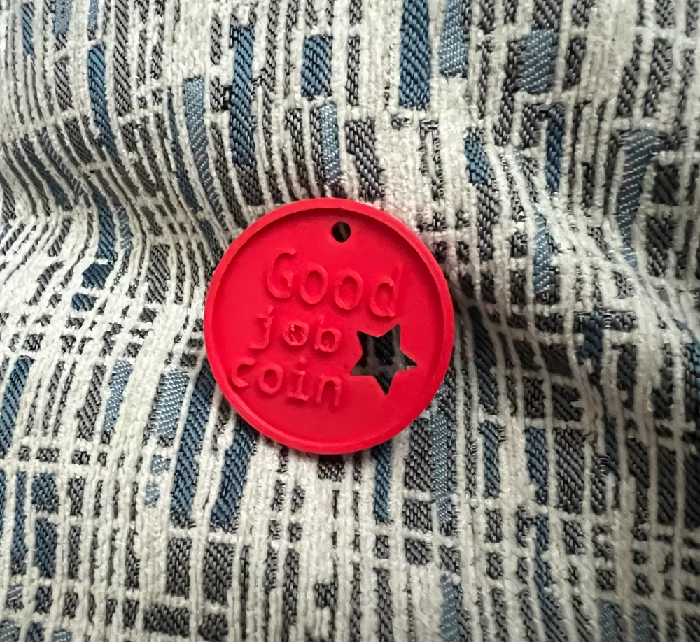 Good job coin solid words with hole at top to add it as a chain for ...