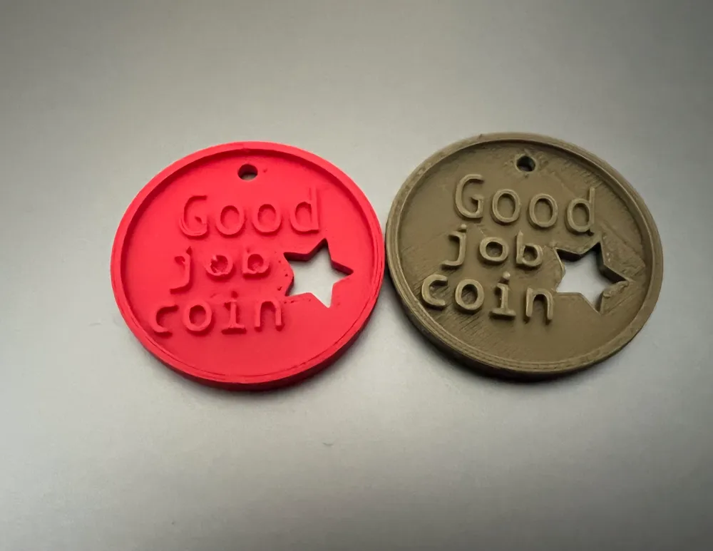 Good job coin solid words with hole at top to add it as a chain for ...