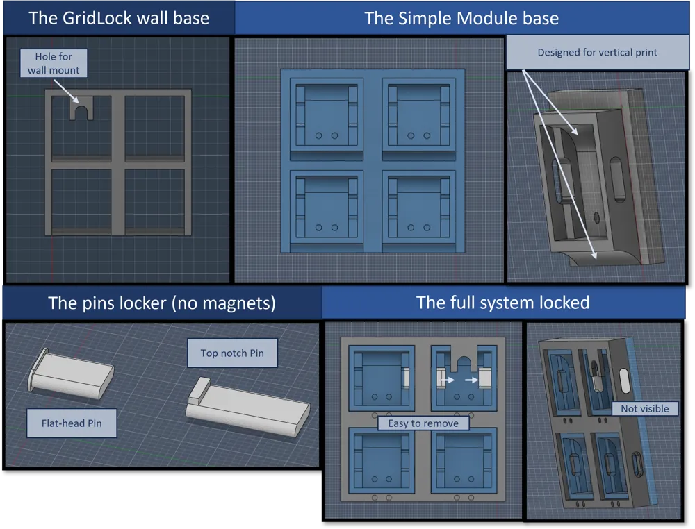 Gridlock wall , a modular vertical art-organizer - Free 3D Print Model ...
