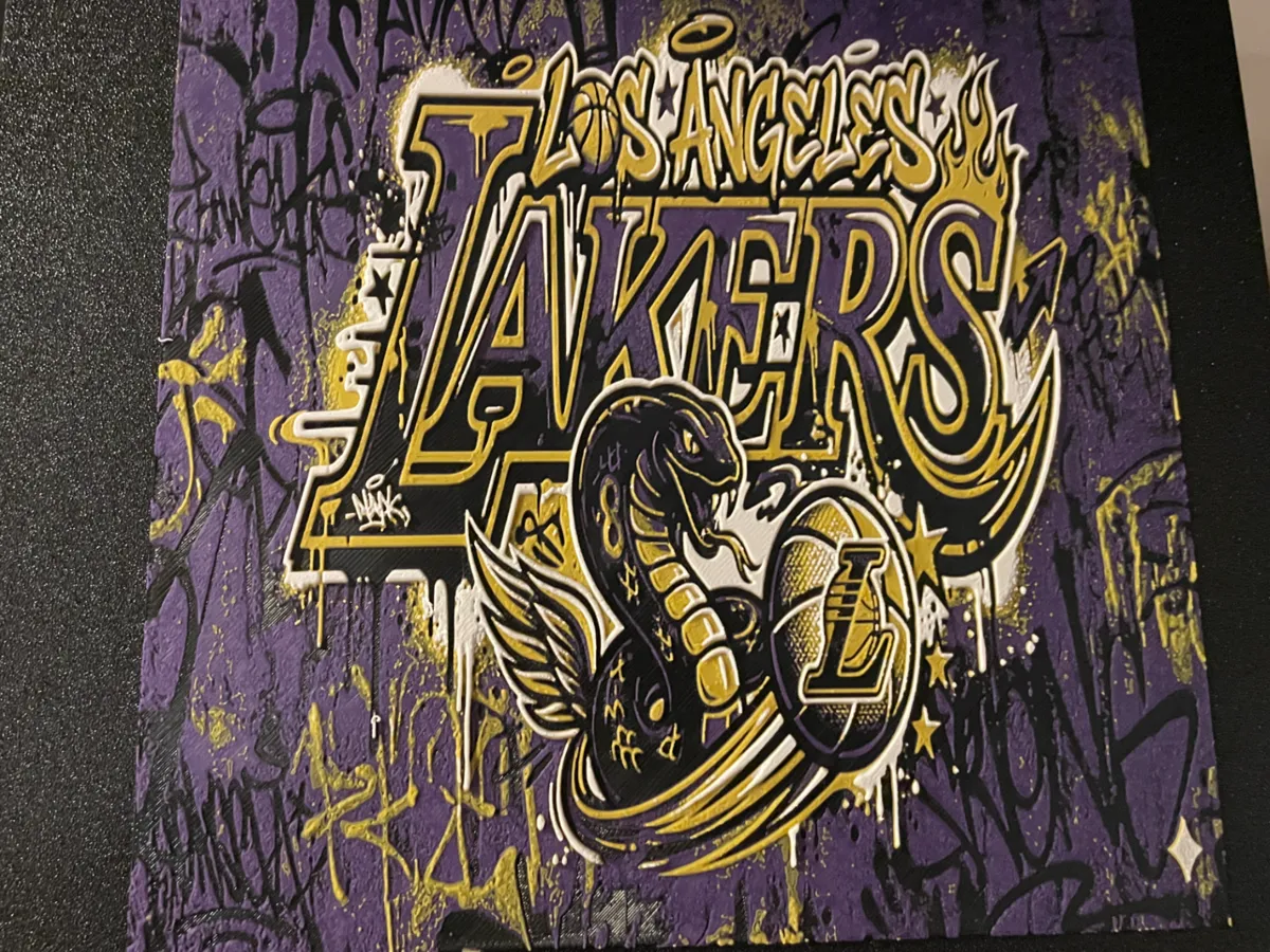 Lakers Graffiti Style Logo Kobe Tribute Hueforge - Free 3D Print Model ...