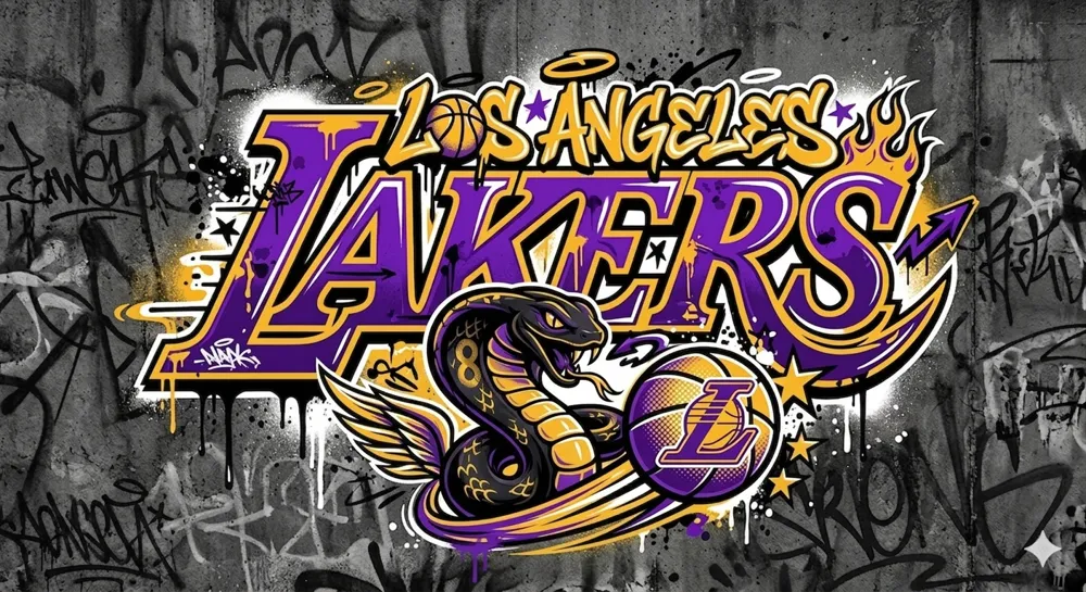 Lakers Graffiti Style Logo Kobe Tribute Hueforge - Free 3D Print Model ...