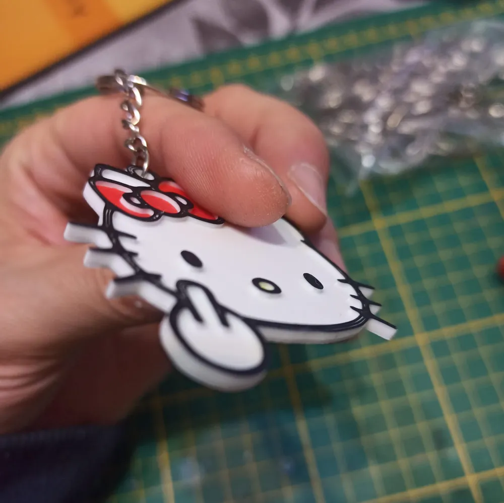 Hello Kitty Keychain - irreverent middle finger - Free 3D Print Model ...