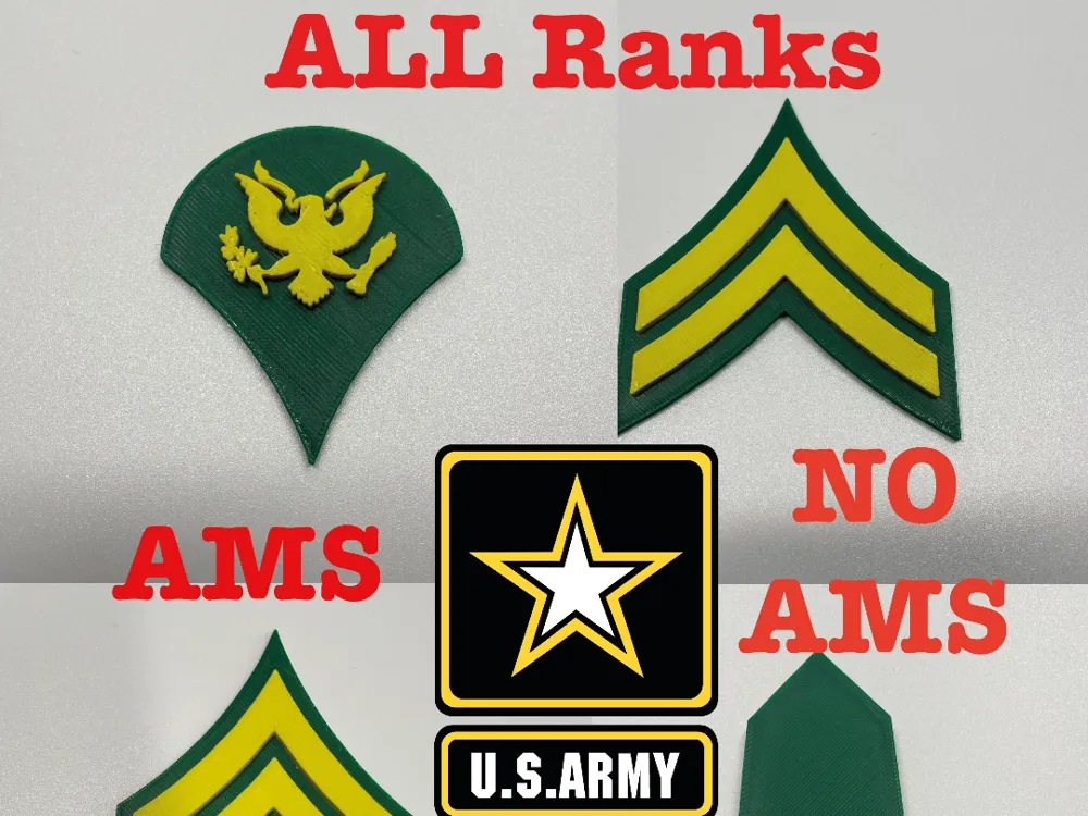 All US Army Ranks AMS/non-AMS Profiles + STL - Free 3D Print Model ...