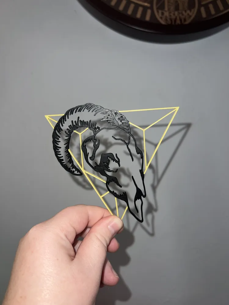 Geometric Ram Skull Wall Art - Free 3D Print Model - MakerWorld