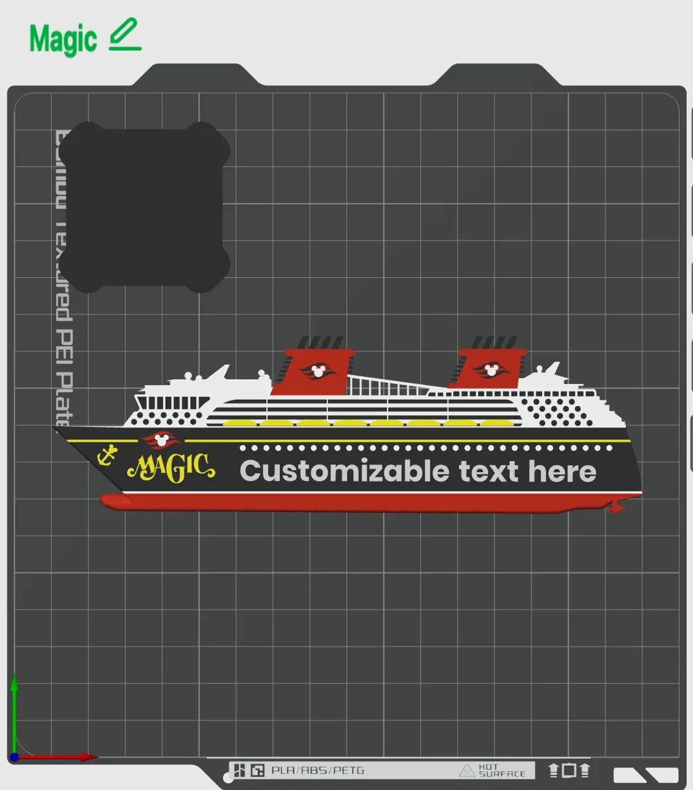 Gen 1 - DCL Ship Magnets (Customizable Text) - Free 3D Print Model ...