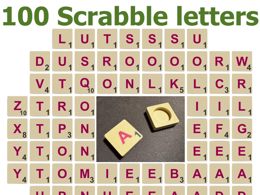 100 Scrabble letters - Complete set by John Connor MakerWorld: Download ...