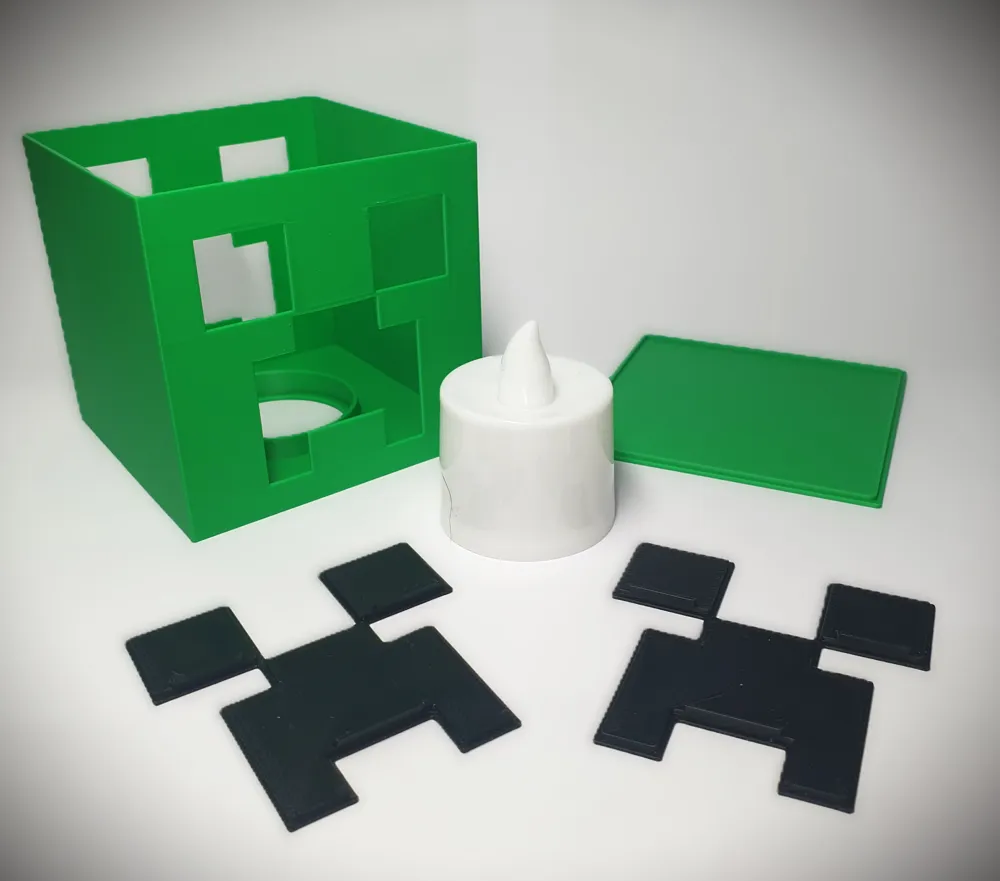 Minecraft Creeper Head - Tealight LED lamp (white) - Free 3D Print ...