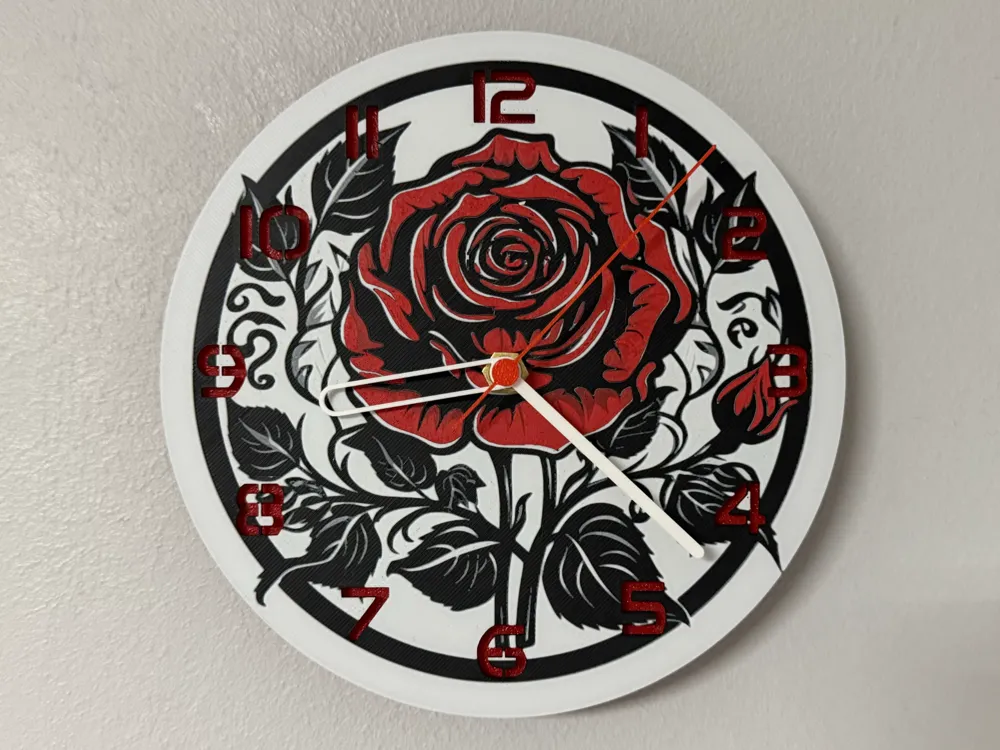 wall / desk clock rose in circle HueForge by cP3D - MakerWorld