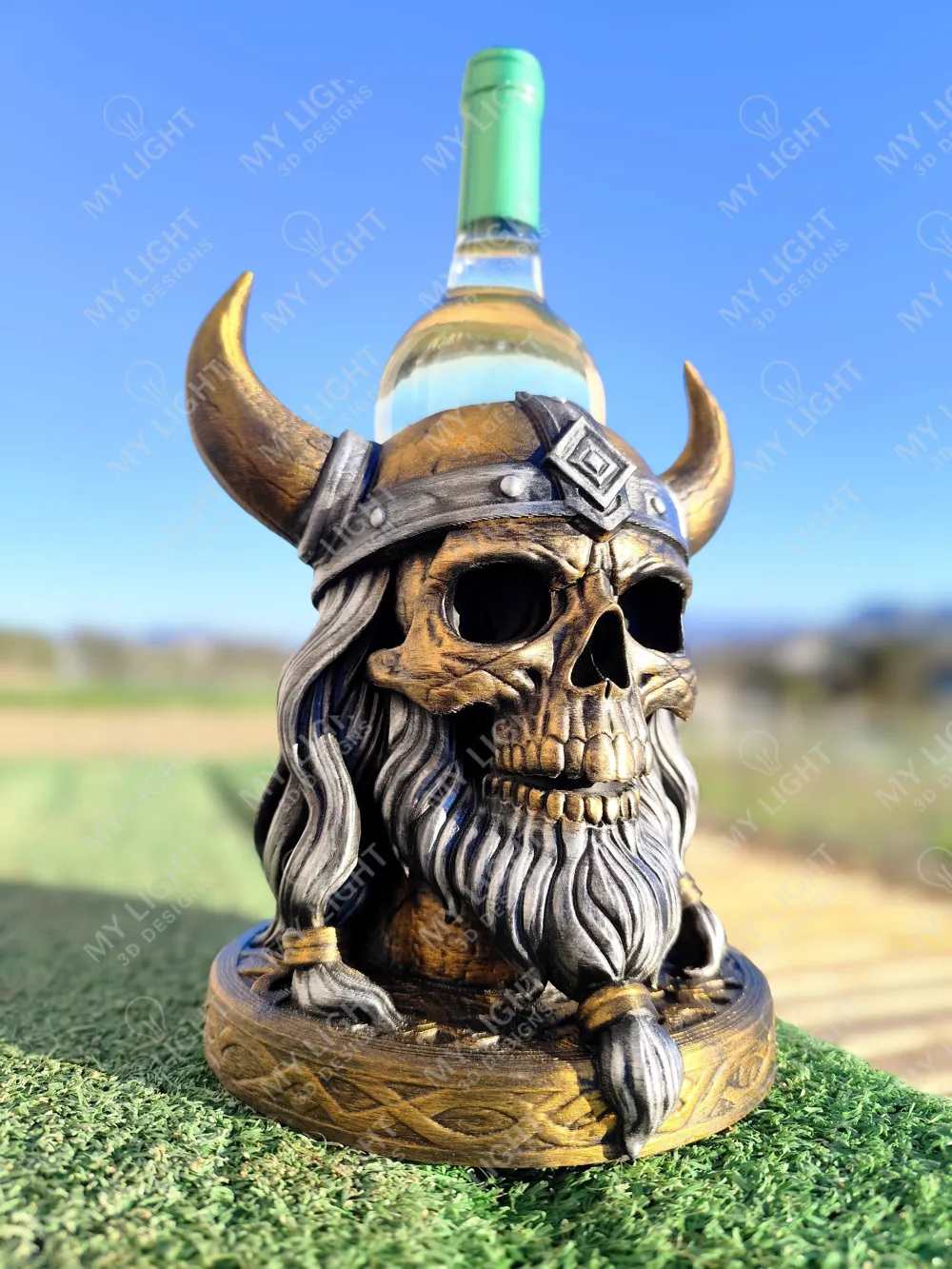Viking Skull Wine Holder / Decor Bust - Free 3D Print Model - MakerWorld
