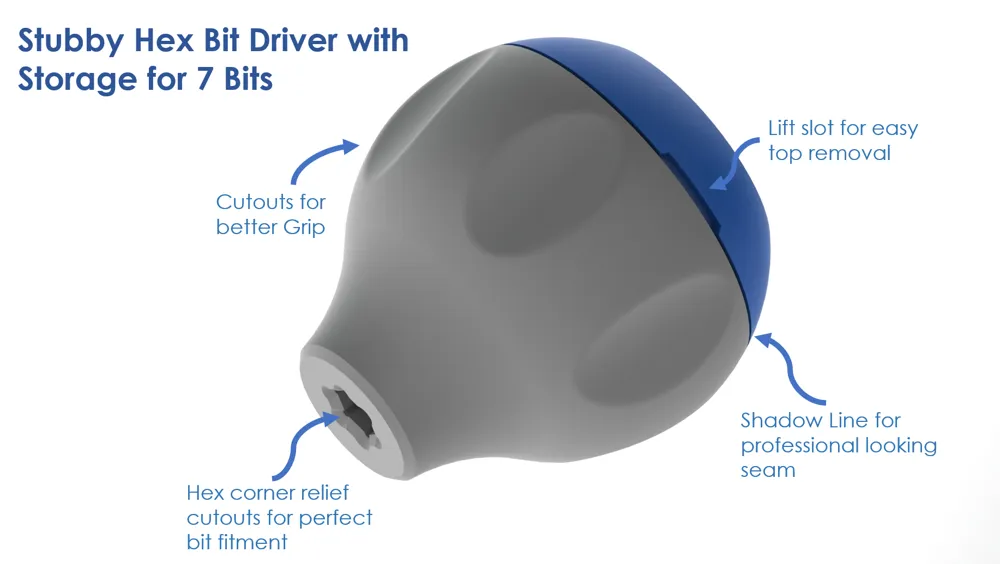 Stubby Hex Bit Driver with Bit Storage by rbaile508 - MakerWorld