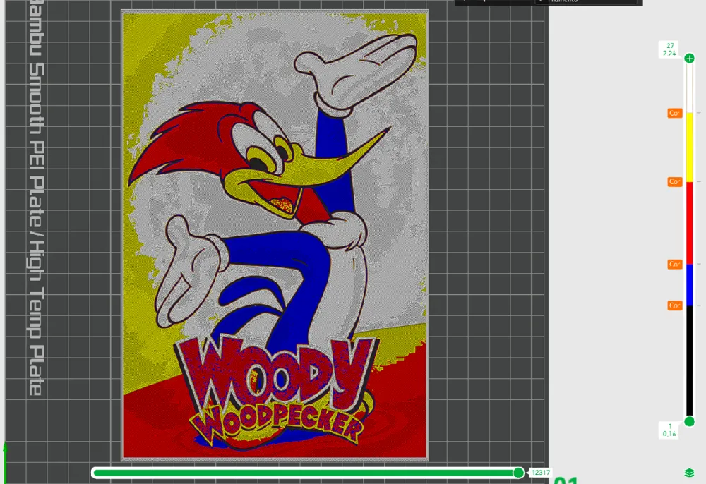 Woodpecker Cartoon painting hueforge by Marcelo Cuin - MakerWorld