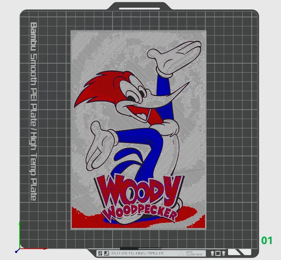 Woodpecker Cartoon painting hueforge by Marcelo Cuin - MakerWorld