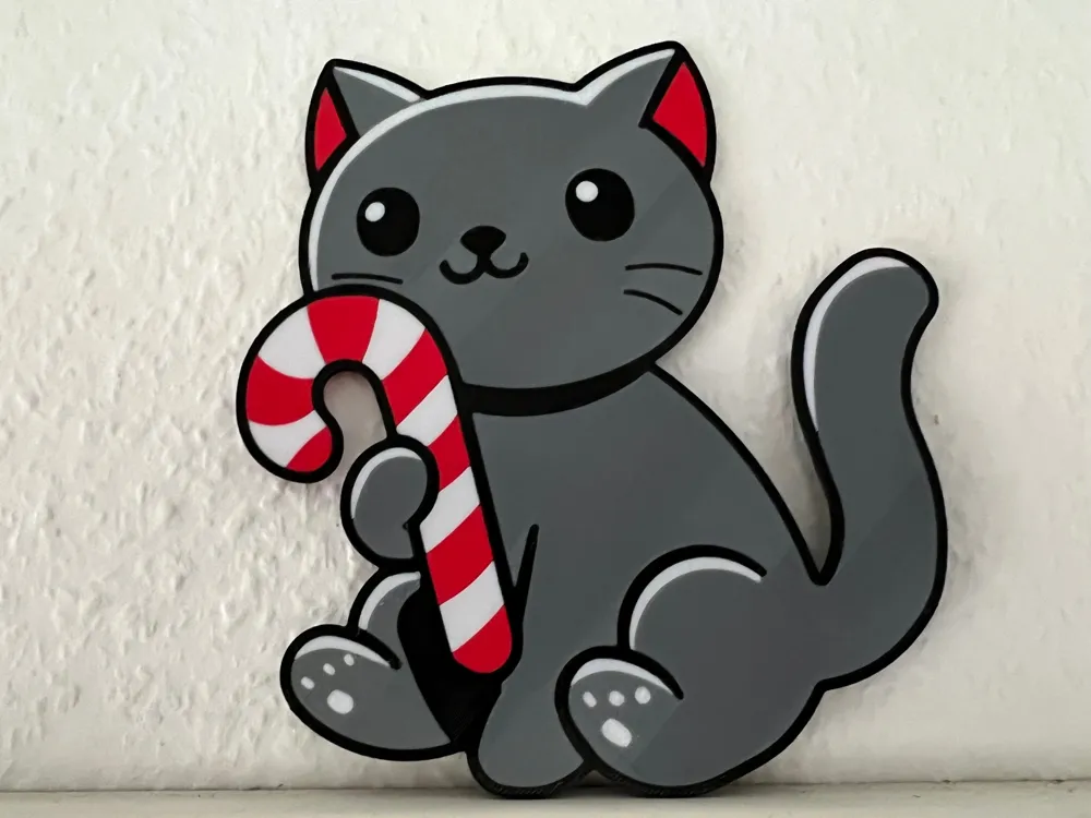 Cat with a Candy Cone - Christmas Decor by cwurm MakerWorld: Download ...