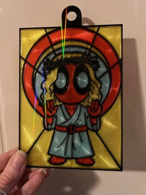 Deadpool Marvel Jesus Stained Glass decoration - Free 3D Print Model ...