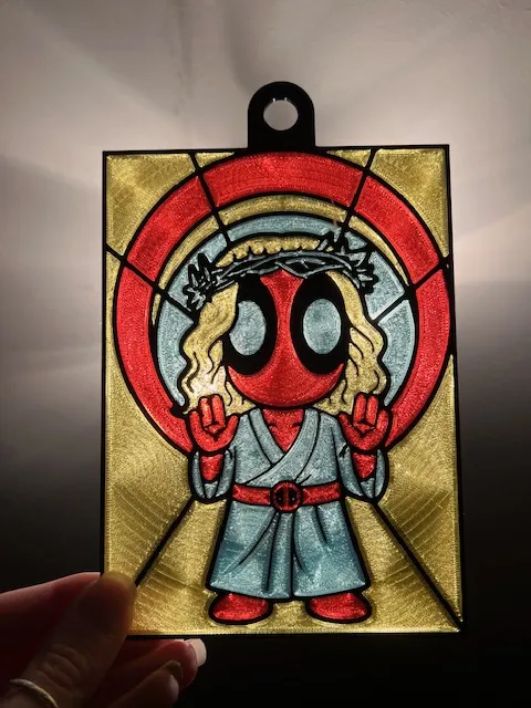 Deadpool Marvel Jesus Stained Glass decoration - Free 3D Print Model ...
