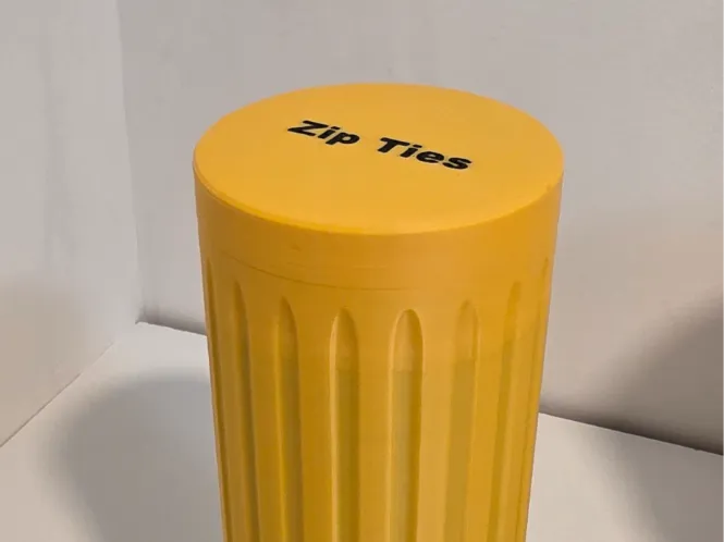 Tall Zip Tie Container (Screw Top) - Custom Text - Free 3D Print Model ...