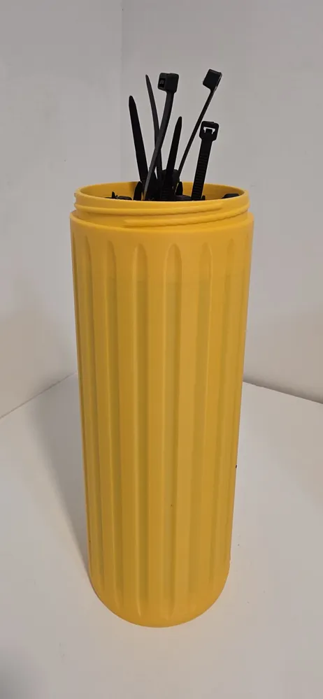 Tall Zip Tie Container (Screw Top) - Custom Text - Free 3D Print Model ...