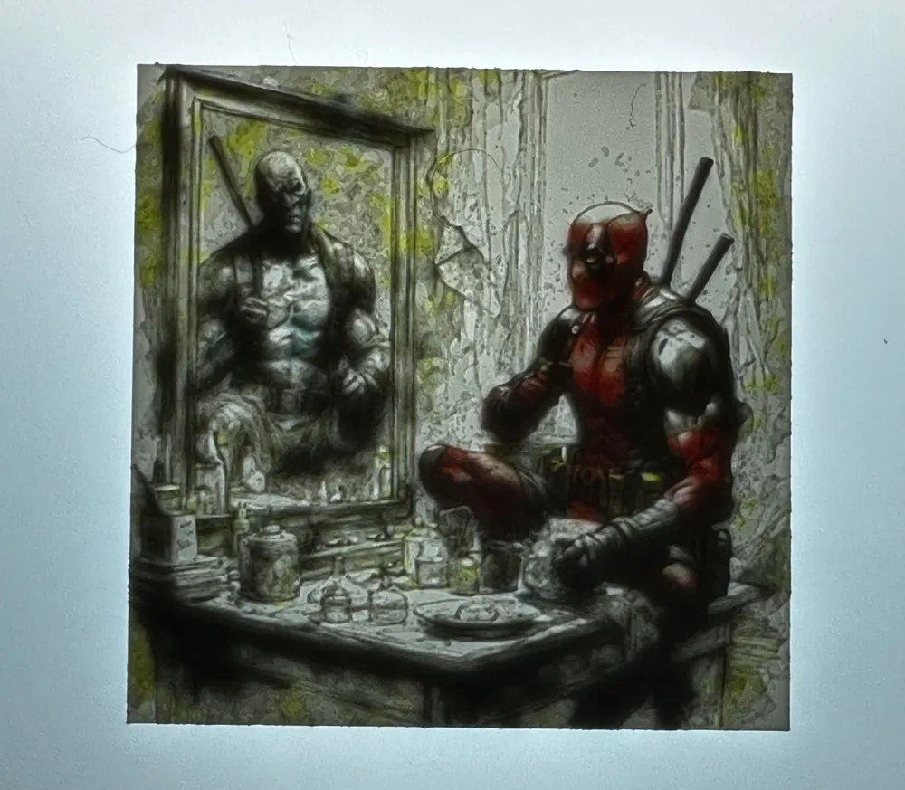 Deadpool mirror artwork - CMYK Lithophane by ChainsawGraphics - MakerWorld