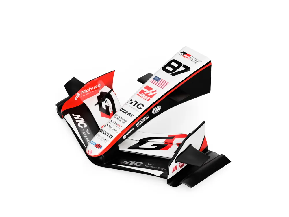 HAAS F1 VF-26 2026 AILERON AVANT ÉCHELLE 1/8 + AUTOCOLLANTS - Modèle d ...