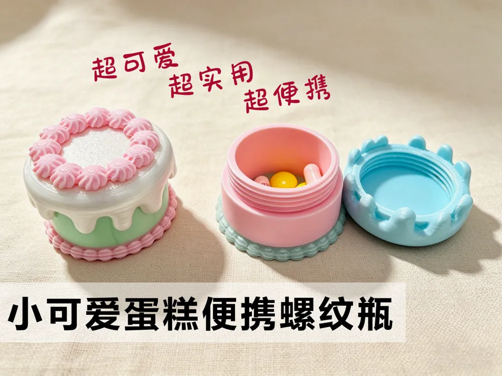 Cute Cake Threaded Lid Portable Bottle - Free 3D Print Model - MakerWorld