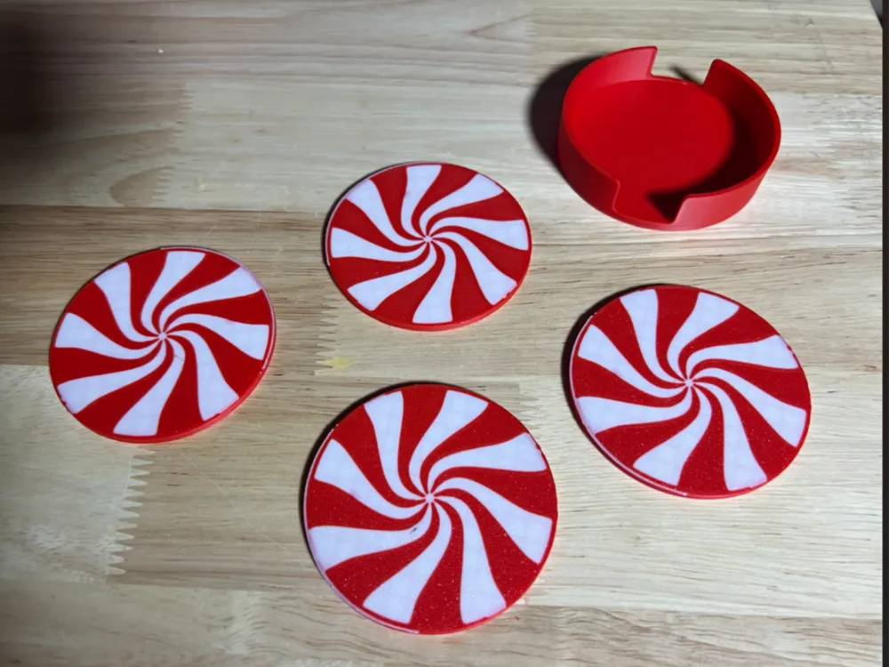 Peppermint Christmas Coasters by cole - MakerWorld