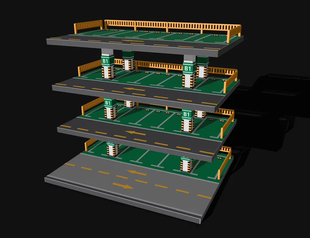 Multi-Level Parking Garage Set (with various small cars compatible with ...