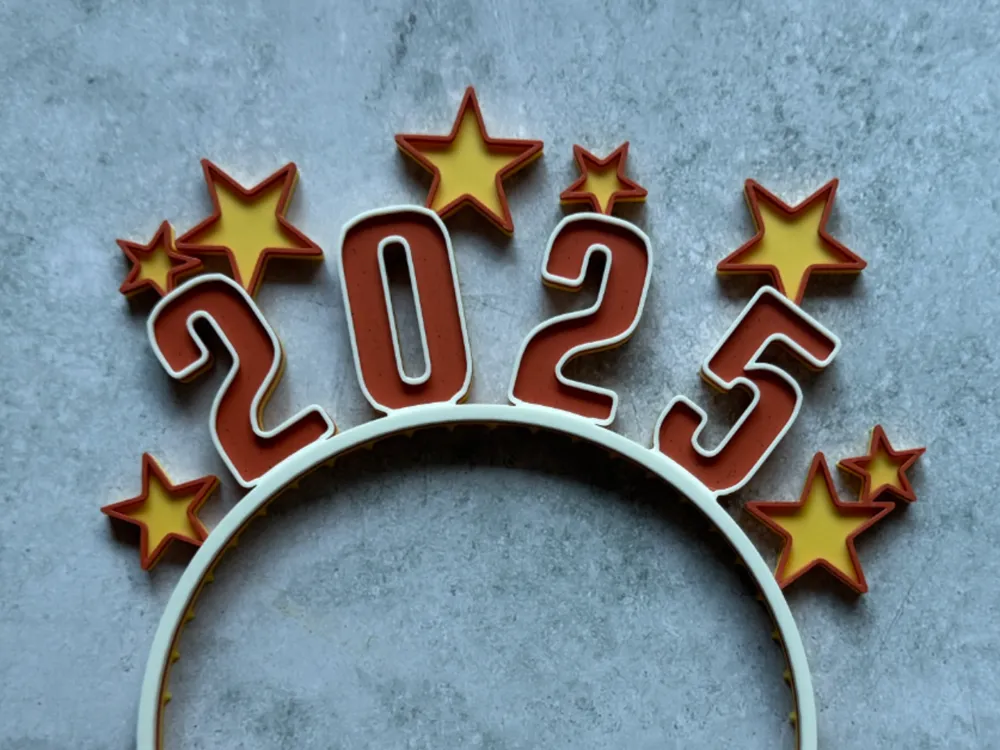 New Years Headband - Big 2025 With Stars by 3Dmudel.ee MakerWorld ...