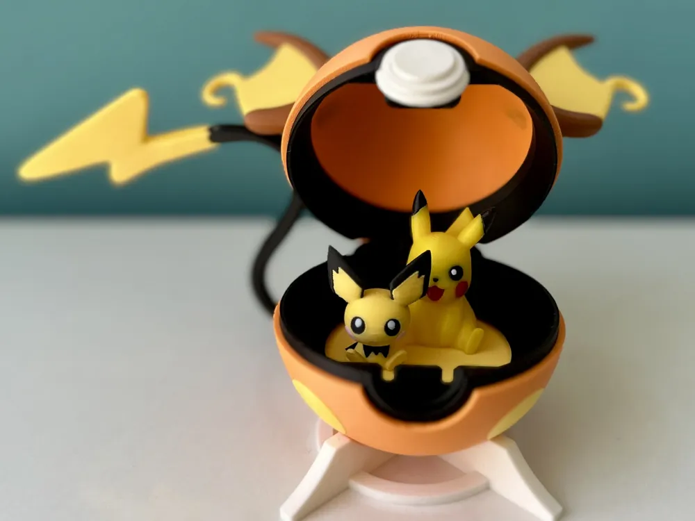 Raichu Ball - Pokemon - Pokeball Functional - Free 3D Print Model ...