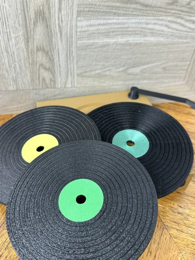 Vinyl Record Coaster + Display Set by zoroseerus - MakerWorld