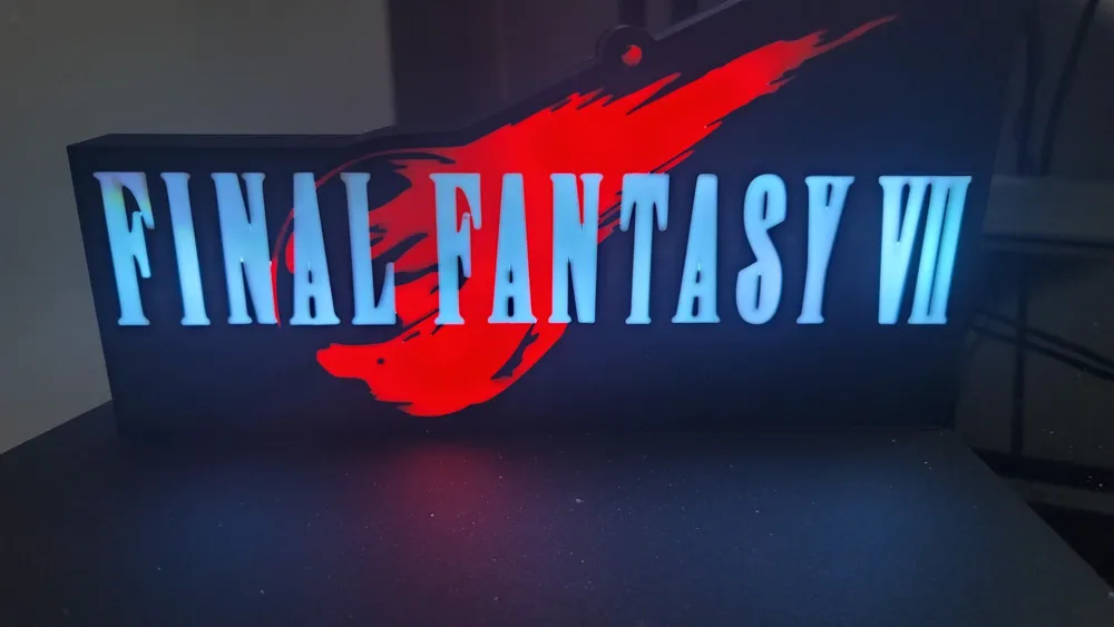 Final Fantasy VII 7 FFVII lightbox and Logo sign by Cake World - MakerWorld
