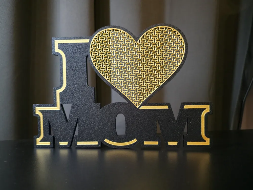 Love Mom Sign with Gyroid Heart. Mother's Day - Free 3D Print Model ...