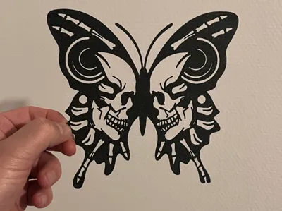 Wall Art - Butterfly and Skull - Free 3D Print Model - MakerWorld