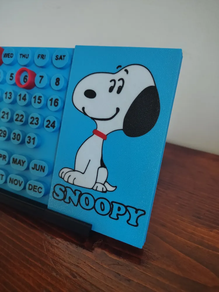 perpetual calendar Snoopy - Free 3D Print Model - MakerWorld