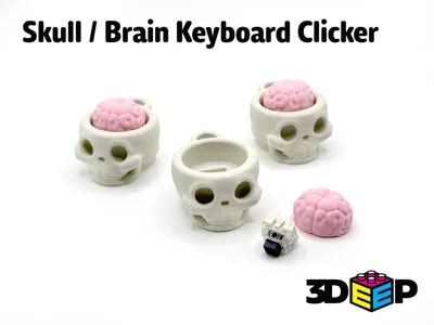 Skull / Brain Keyboard Clicker & Keychain No Suppo by 3DeepDesigns ...