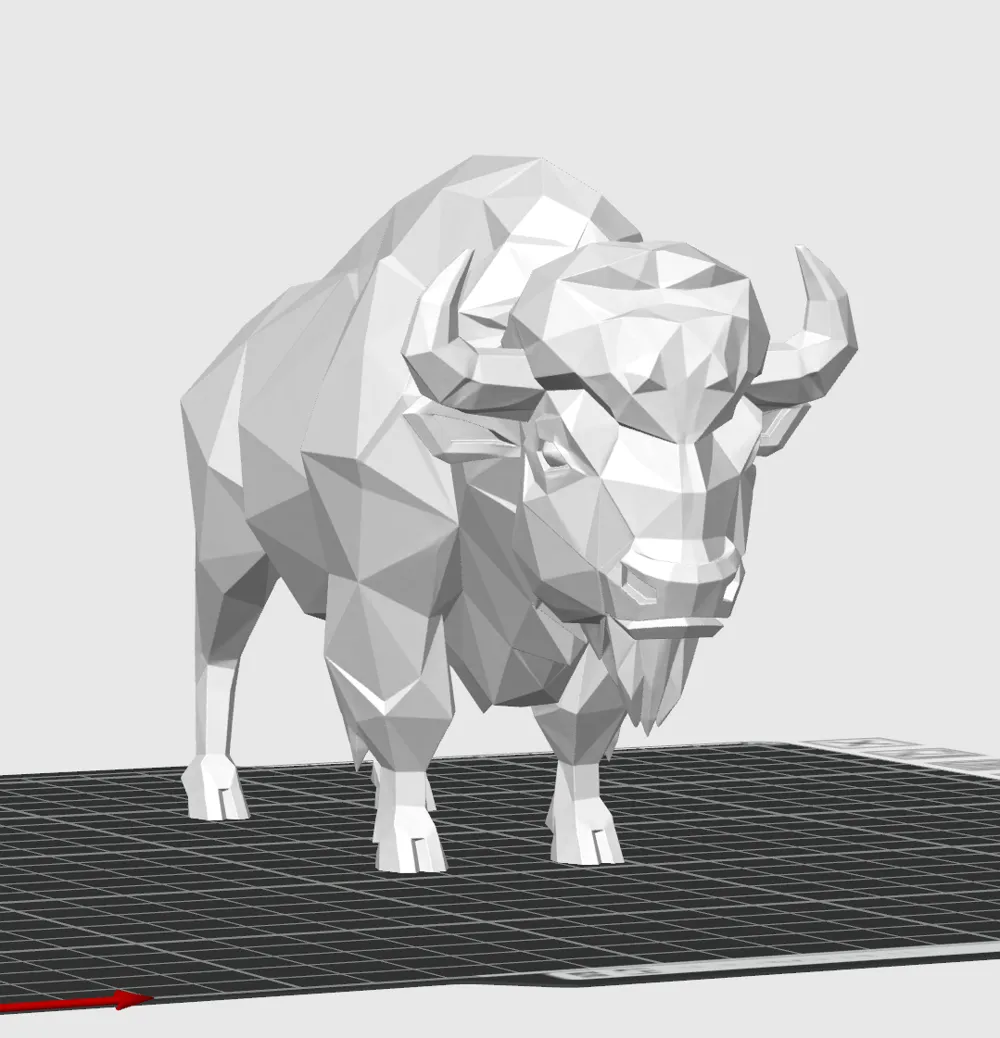 Low-Poly-Stil Bison v2 Figur – Kostenloses 3D-Druckmodell – MakerWorld