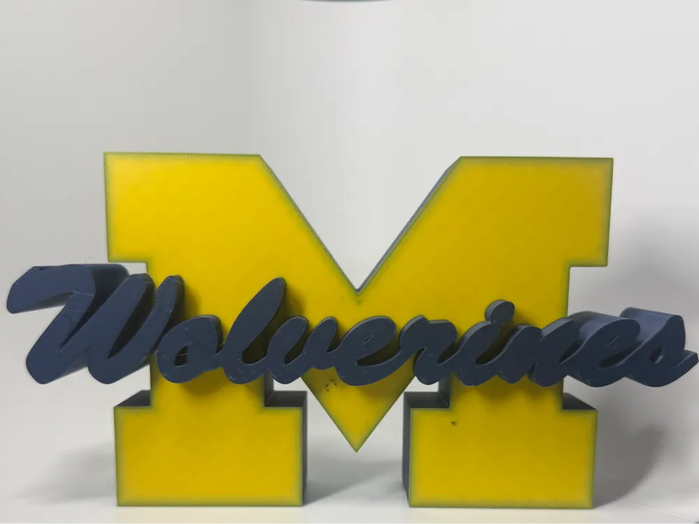 University Michigan Block M w/ Wolverines Script - Free 3D Print Model ...