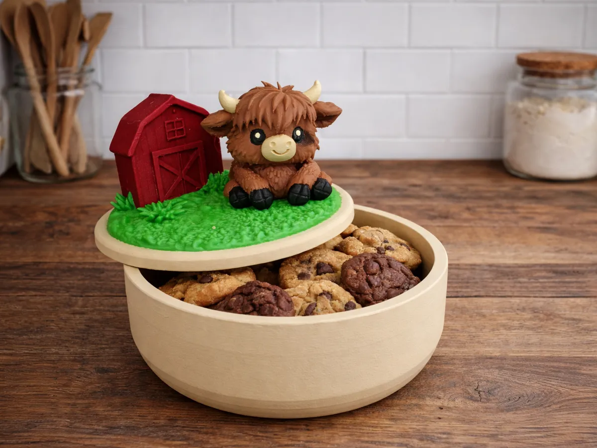 Highland Cow Cookie / Treat Jar - Free 3D Print Model - MakerWorld