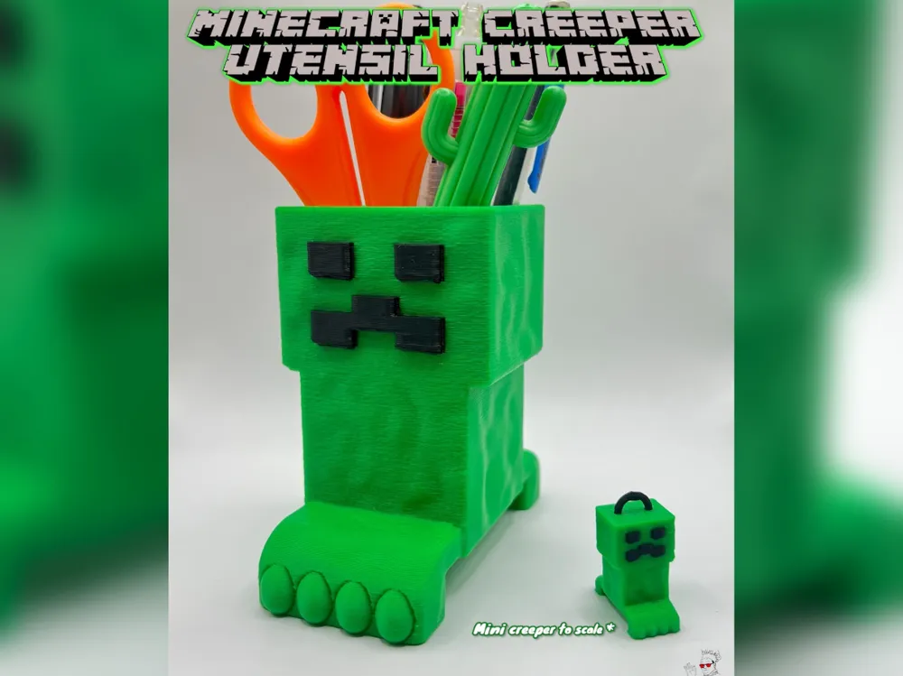 Minecraft Creeper Utensil Holder by FlmanCreates MakerWorld: Download ...