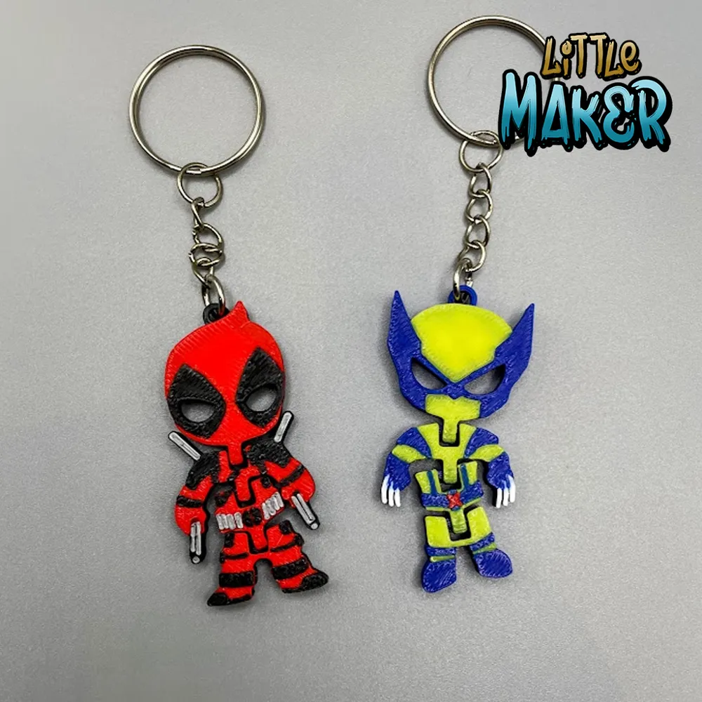 Flexi Deadpool and Wolverine keychain by Little Maker - MakerWorld