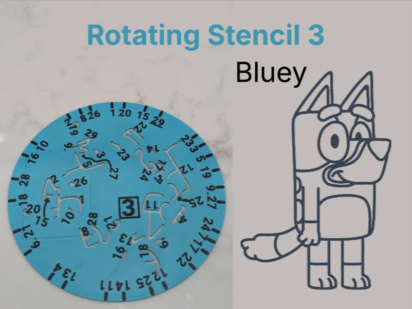 Rotating Stencil 3 Bluey by stringham MakerWorld: Download Free 3D Models