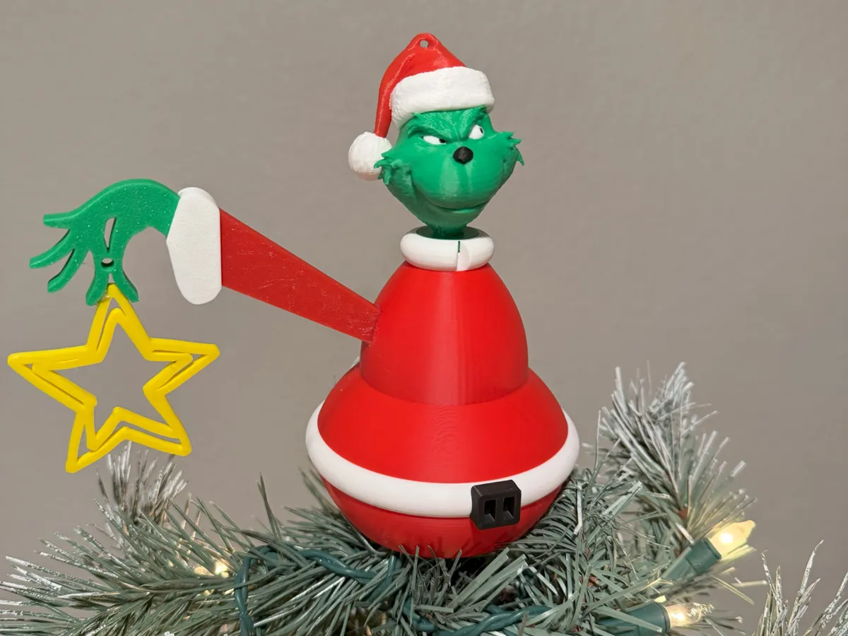 Grinch Christmas Tree Topper 2025 - Free 3D Print Model - MakerWorld