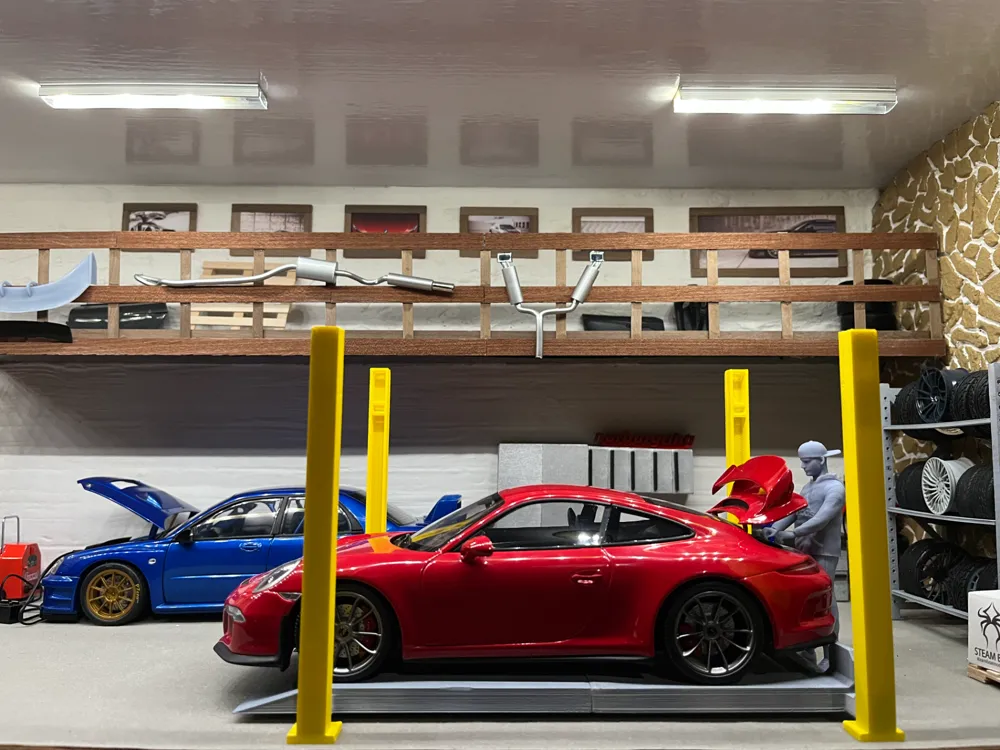 car lift, auto shop diorama 1/18 scale by pierblebee - MakerWorld