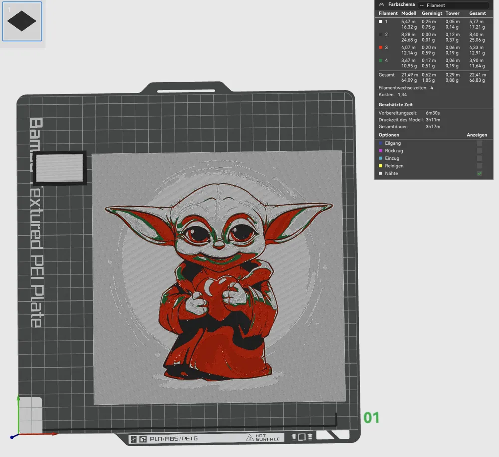 Starwars Grogu Valentine heart Hueforge - 4 colors by MarioB - MakerWorld