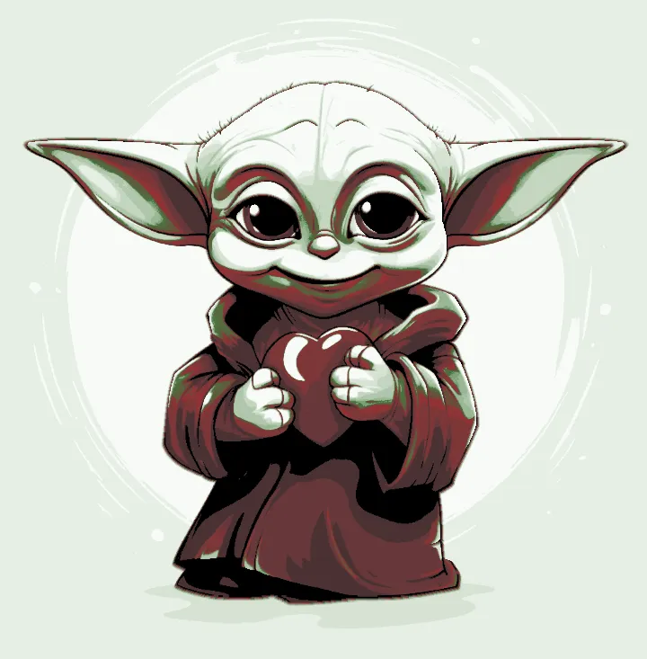 Starwars Grogu Valentine heart Hueforge - 4 colors by MarioB - MakerWorld